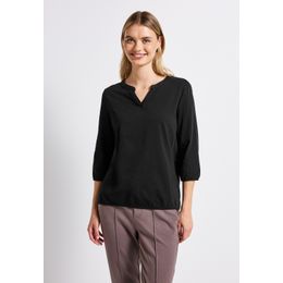 Street One Damen T-Shirtschwarz, Gr. 34, unifarben, Web, 100% Baumwolle, Shirts, aus reiner Baumwolle