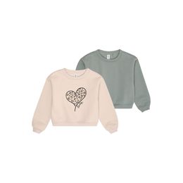 ABOUT YOU Sweatshirt 'Suzi' M&auml;dchen Gr&ouml;&szlig;e 98/104 beige / dunkelbraun / smaragd / puder