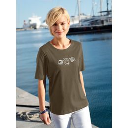 Kurzarmshirt Casual Looks "Shirt", Damen, Gr. 40, gr&uuml;n (oliv), 100% Baumwolle, bedruckt, unifarben, Rundhals, Shirts