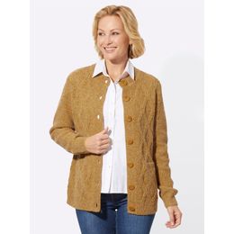 Strickjacke Classic Basics, Damen, Gr. 40, gelb (ocker, meliert), 75% Polyacryl, 19% Polyamid, 6% Polyester, meliert, Strickjacken Strickjacke