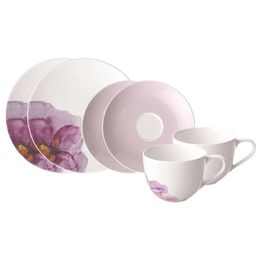 Villeroy & Boch VILLEROY & BOCH Geschirr-Set "Kaffeeset Rose Garden 6er Set wei&szlig;-rosa", bunt, Geschirr-Sets