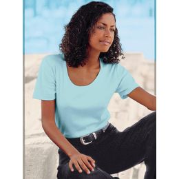 Rundhalsshirt Casual Looks "Shirt", Damen, Gr. 36, blau (t&uuml;rkis), 100% Baumwolle, unifarben, Rundhals, Shirts Rundhalsshirt