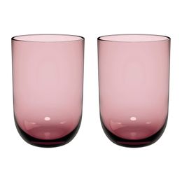 Longdrinkglas "Longdrinkbecher Like Glass 385 ml 2er Set", 2 tlg., pink, LIKE. BY VILLEROY & BOCH, Trinkgef&auml;&szlig;e