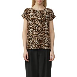 QS Damen T-Shirt, schwarz, Gr. S, bedruckt, Web, Obermaterial: 48% Baumwolle, 48% Modal, 4% Elasthan, Shirts, mit All-Over Print