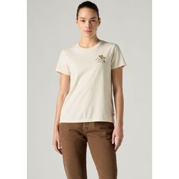 Levi's LEVI'S Damen T-Shirt "THE PERFECT TEE", beige, Gr. XS, Single Jersey, Obermaterial: 100% Baumwolle, Shirts, mit Batwing-Logoprint