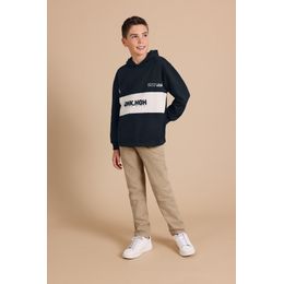 Kapuzensweatshirt Blue Seven, Jungen, Gr. 176, blau (nachtblau), Sweatware, Obermaterial: 100% Baumwolle, bedruckt, h&uuml;ftbedeckend, Rundhals, Rippb&uuml;ndchen, Sweatshirts, mit gro&szlig;em, markantem Frontmotiv