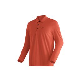 Langarm-Poloshirt Maier Sports "Long Pique Polo M", Herren, Gr. L, ziegelrot, 60% Baumwolle, 40% Polyester, Rundhals, Shirts