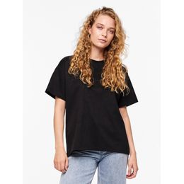 Kurzarmshirt Pieces "PCSKYLAR SS OVERSIZED TEE NOOS", Damen, Gr. M, schwarz, Jersey, Obermaterial: 57% Polyester, 43% Baumwolle, unifarben, oversize normal, Rundhals, Shirts