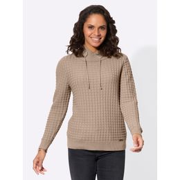 Strickpullover Casual Looks "Langarm-Pullover", Damen, Gr. 36, beige, 50% Baumwolle, 50% Polyacryl, unifarben, Pullover Strickpullover