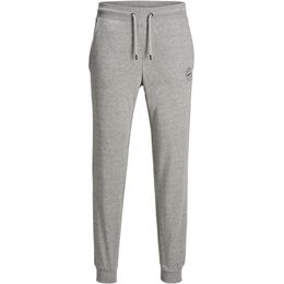 Jack & Jones JACK & JONES Herren Sweathose "JPSTGORDON Jogpants mit Kordelzug und bequemem Schnitt", grau, Gr. L, bedruckt, meliert, angeraute Sweatware,