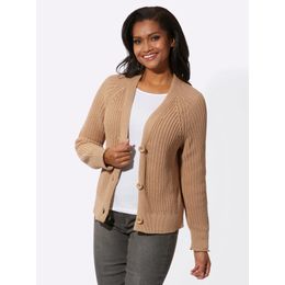 Strickjacke Inspirationen, Damen, Gr. 40, braun (camel), 100% Baumwolle, unifarben, Strickjacken Strickjacke