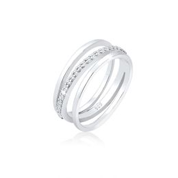 Fingerring Elli Premium "Wickelring Zirkonia Wei&szlig; 925 Sterling Silber" Gr. 56, silber, Fingerringe, Damen, 56mm,mit Steinen, Silber 925 (Sterlingsilber), 8mm, Fingerring