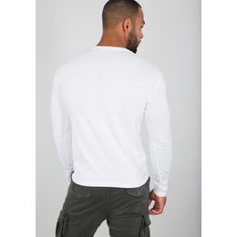 Herren Langarmshirt "Basic LS Small Logo", wei&szlig;, Gr. XXL, Alpha Industries, bedruckt, Single Jersey, Obermaterial: 100% Baumwolle, Shirts