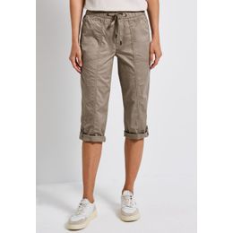3/4-Hose Street One, Damen, Gr. 46, L&auml;nge 22, grau (buff grau), Web, 98% Baumwolle, 2% Elasthan, unifarben, loose fit 3/4-L&auml;nge, Hosen, Middle Waist