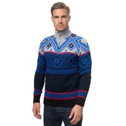 Rusty Neal Herren Strickpullover, blau, Gr. XXL, mehrfarbig, unifarben, 70% Polyacryl, 30% Baumwolle, Pullover, mit winterlichem Muster