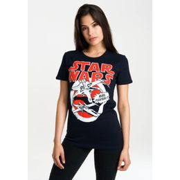 logoshirt Damen T-Shirt "X-Wings", blau, Gr. M, bedruckt, 100% Baumwolle, Shirts, mit lizenziertem Originaldesign