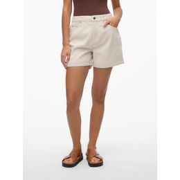 V&eacute;ro Moda VERO MODA Damen Jeansshorts "VMZURI HR LOOSE SHORTS MIX NOOS", beige, Gr. XS, unifarben, Denim/Jeans, Obermaterial: 80% Baumwolle, 20% Polyester,