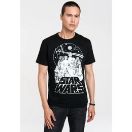 logoshirt Damen T-Shirt "Krieg der Sterne - Classic", schwarz, Gr. L, bedruckt, 100% Baumwolle, Shirts, mit coolem Star Wars-Druck