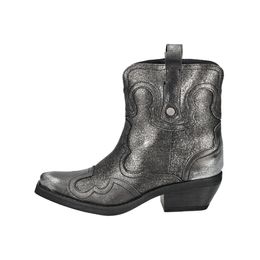 Steve Madden Damen Bikerboots "Steve Madden Stiefelette Leder", Gr. 38, silber, Leder, Schuhe