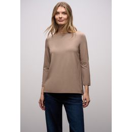 3/4-Arm-Shirt Street One, Damen, Gr. 34, light terra mocha, Stoff, 96% Viskose, 4% Elasthan, unifarben, normal lang, U-Boot-Ausschnitt, abgesteppt, Shirts 3/4-Arm-Shirt, mit 3/4 &Auml;rmeln