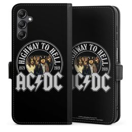 DeinDesign Galaxy A14 5G Handy Klapph&uuml;lle Handyh&uuml;lle aus Kunst Leder schwarz Flip Case Acdc Official Licensed Product Rock Sideflip mit Lasche