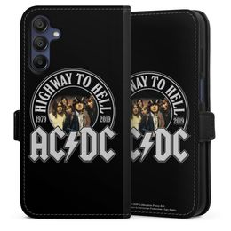 DeinDesign Galaxy A15 Handy Klapph&uuml;lle Handyh&uuml;lle aus Kunst Leder schwarz Flip Case Acdc Official Licensed Product Rock Sideflip mit Lasche