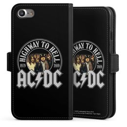 DeinDesign iPhone 8 Handy Klapph&uuml;lle Handyh&uuml;lle aus Kunst Leder schwarz Flip Case Acdc Official Licensed Product Rock Sideflip mit Lasche