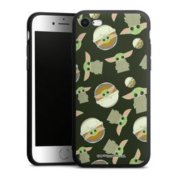 DeinDesign iPhone SE (2020) Handy Premium Silikon H&uuml;lle Handyh&uuml;lle schwarz Case Official Licensed Product Baby Yoda Star Wars Muster Silikon Premium Case