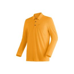 Langarm-Poloshirt Maier Sports "Long Pique Polo M", Herren, Gr. L, hellorange, 60% Baumwolle, 40% Polyester, Rundhals, Shirts