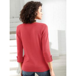 Casual Looks Damen 3/4 Arm-Pullover "Pullover", rot, Gr. 40, meliert, unifarben, 50% Baumwolle, 50% Polyacryl, Pullover