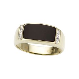 Firetti Herren Fingerring "Schmuck Geschenk Gold 333 Herrenring Goldring Edelstein Farbstein Onyx", 19, 0,02 P2 = erkennbare Einschl&uuml;sse, Diamanten