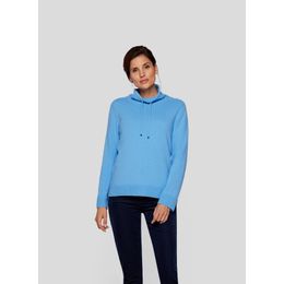 Rabe Damen Strickpullover, blau, Gr. 46, unifarben, Strick, Obermaterial: 50% Wolle, 30% Polyamid, 20% Modal, Pullover, mit Stehkragen und Kordelzug