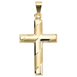 Kreuzanh&auml;nger Jobo "Anh&auml;nger Kreuz", gold (gelbgold 333), Schmuckanh&auml;nger, Damen, Gelbgold 333, 333 Gold diamantiert