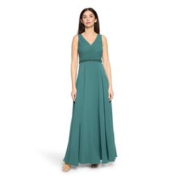 Abendkleid Vera Mont "Damen mit Plissee", Damen, Gr. 40, Normalgr&ouml;&szlig;en, schwarz emerald, Chiffon, Obermaterial: 100% Polyester. Besatz: 100% Polyester. Futter: 100% Polyester, festlich, ausgestellt lang, V-Ausschnitt, Kleider Abendkleid, Dekoelemente