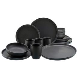 Creatable Kombiservice Uno, Schwarz, Keramik, 16-teilig, Uni, 370 ml,400 ml, Essen & Trinken, Geschirr, Geschirr-Sets, Kombiservice