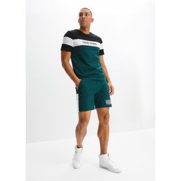 bonprix Shirt und kurze Hose (2-tlg.Set), gr&uuml;n, 100% Baumwolle