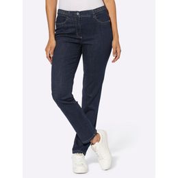Bequeme Jeans COSMA, Damen, Gr. 22, Kurzgr&ouml;&szlig;en, blau (dunkelblau), 89% Baumwolle, 8% Polyester, 3% Elasthan, unifarben, lang, Jeans