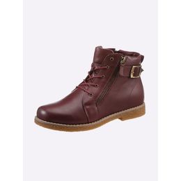 Schn&uuml;rstiefelette Andrea Conti, Damen, Gr. 38, rot (burgund), Glattleder, Leder, Schuhe Schn&uuml;rstiefelette