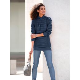 Longpullover Casual Looks "Longpullover", Damen, Gr. 46, blau (dunkelblau), 50% Baumwolle, 50% Polyacryl, unifarben, Pullover Longpullover