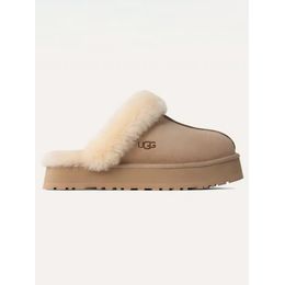 UGG Australia UGG Leder-Hausschuhe "Disquette" in Beige - 46% | Gr&ouml;&szlig;e 36 | Damen-pantoletten