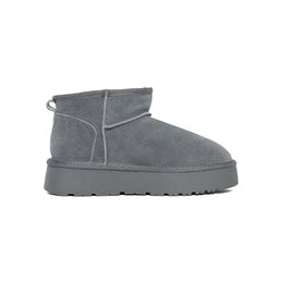 NICEBAY Leder-Winterboots "Mina" in Grau - 70% | Gr&ouml;&szlig;e 38 | Damen-stiefel