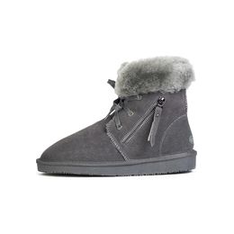 NICEBAY Leder-Winterboots "Agee" in Grau - 75% | Gr&ouml;&szlig;e 39 | Damen-stiefel