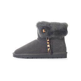 NICEBAY Leder-Winterboots "Litha" in Grau - 77% | Gr&ouml;&szlig;e 36 | Damen-stiefel
