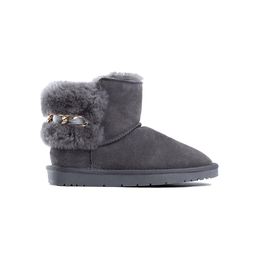 NICEBAY Leder-Winterboots "Carmelia" in Grau - 80% | Gr&ouml;&szlig;e 40 | Damen-stiefel