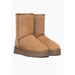 Gooce Leder-Winterstiefel "Fairfield" in Beige - 56% | Gr&ouml;&szlig;e 39 | Damen-stiefel