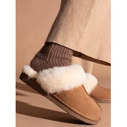 Gooce Schaffell-Hausschuhe "Wispper" in Beige - 55% | Gr&ouml;&szlig;e 36 | Damen-pantoletten