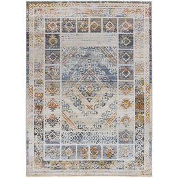Atticgo Kurzflor-Teppich "Kilis" in Creme/ Orange/ Blau - 56% | Gr&ouml;&szlig;e 134x200 cm |