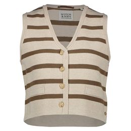 Scotch & Soda Scotch & Soda Strickweste in Creme/ Braun - 47% | Gr&ouml;&szlig;e S | Damenjacken