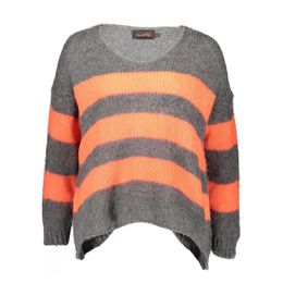 miss goodlife Pullover "Stripes" in Grau/ Orange - 85% | Gr&ouml;&szlig;e S | Damen-pullover-cardigans