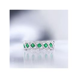DIAMOND & CO Wei&szlig;gold-Ring "Green Tarlac" mit Diamanten und Edelsteinen - 70% | Gr&ouml;&szlig;e 52 | Schmuck